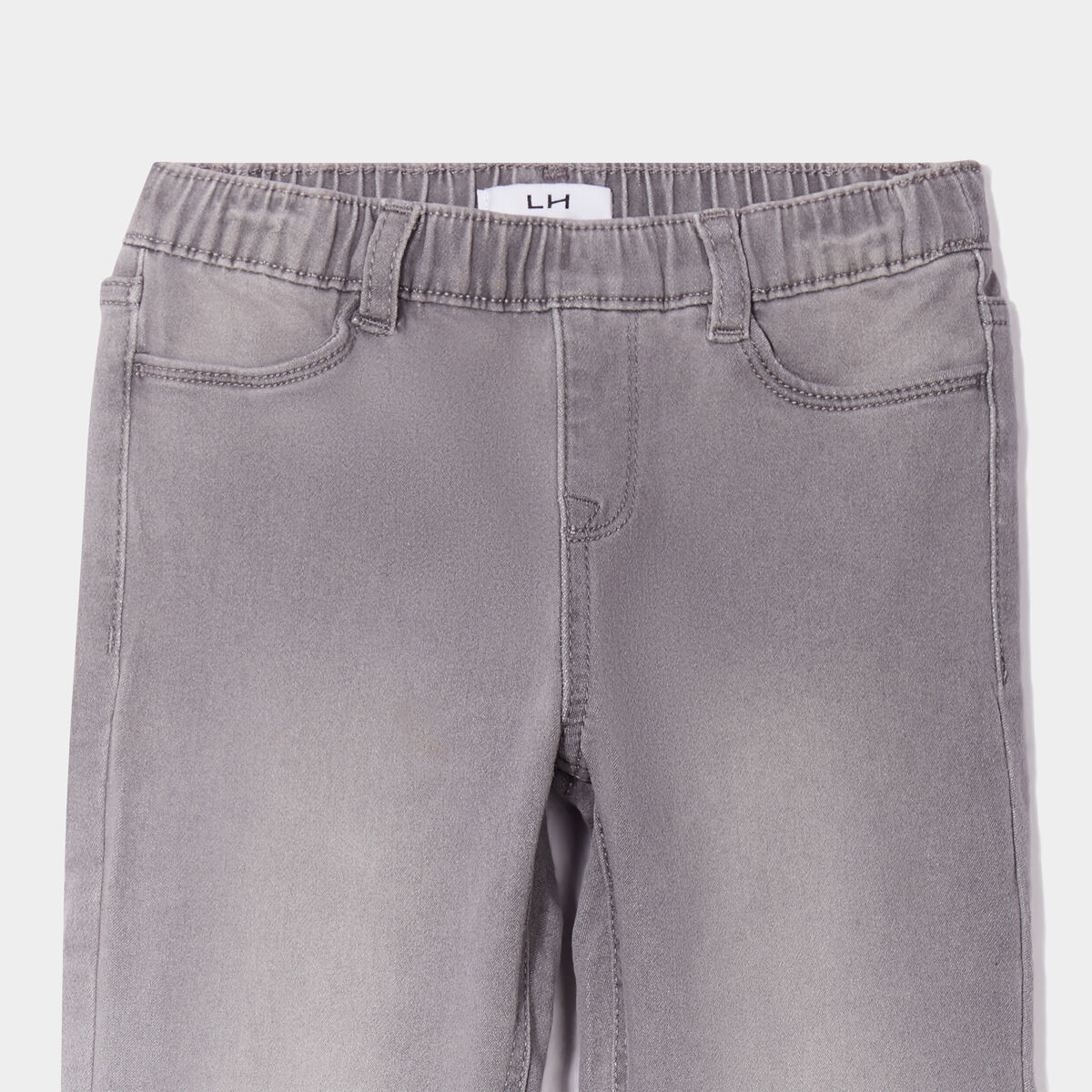 Jegging stretch élastiqué en molleton denim gris fille | La Halle