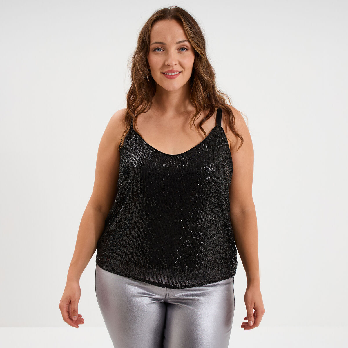 Caraco à sequins noir femme grande taille | La Halle