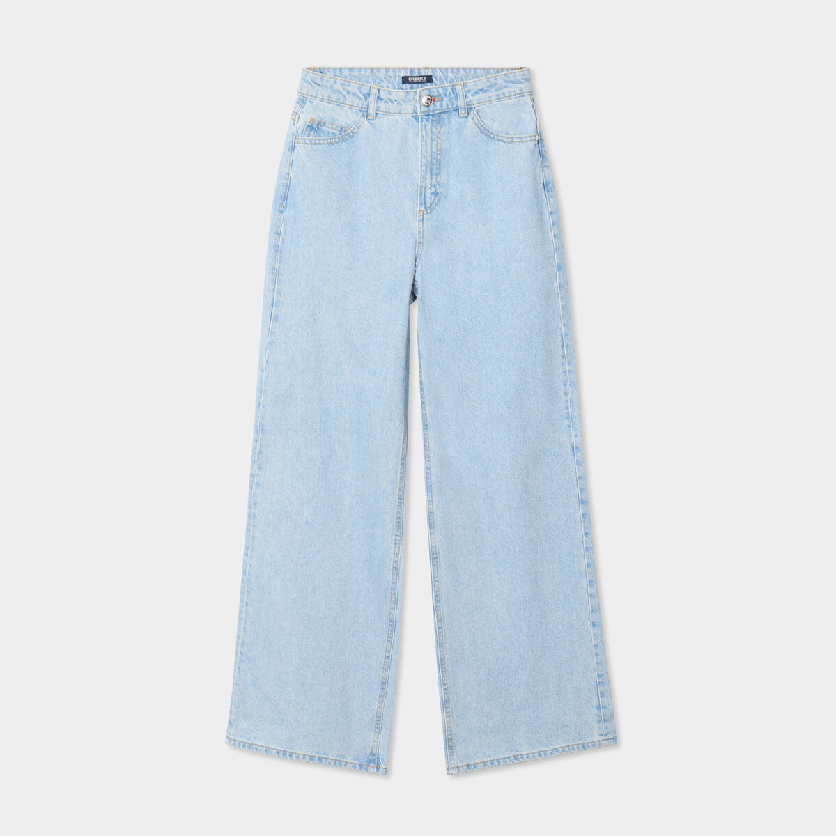 Jean large taille haute coton denim triple stone femme | La Halle