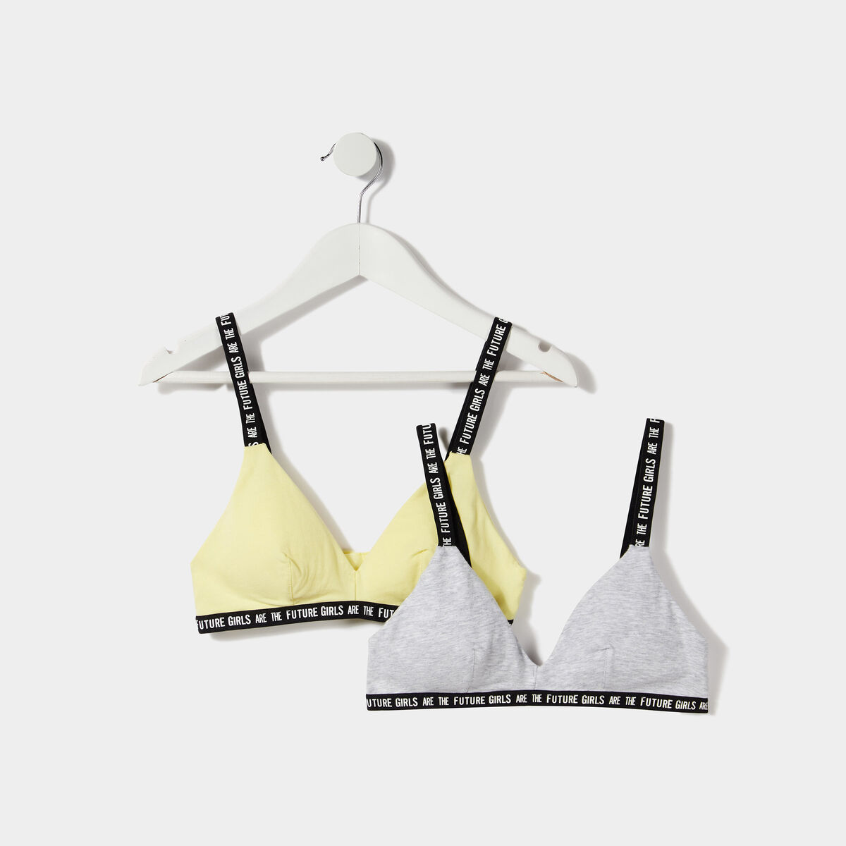 Lot 2 brassières forme triangle coton jaune pastel fille | La Halle