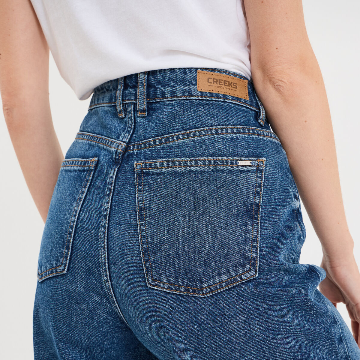 Jean large taille haute coton denim stone femme | La Halle