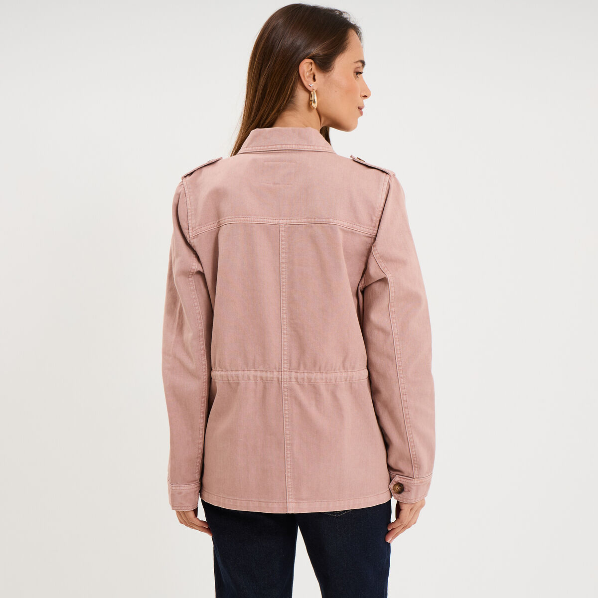 Veste boutonnée poches à rabat rose poudrée femme | La Halle