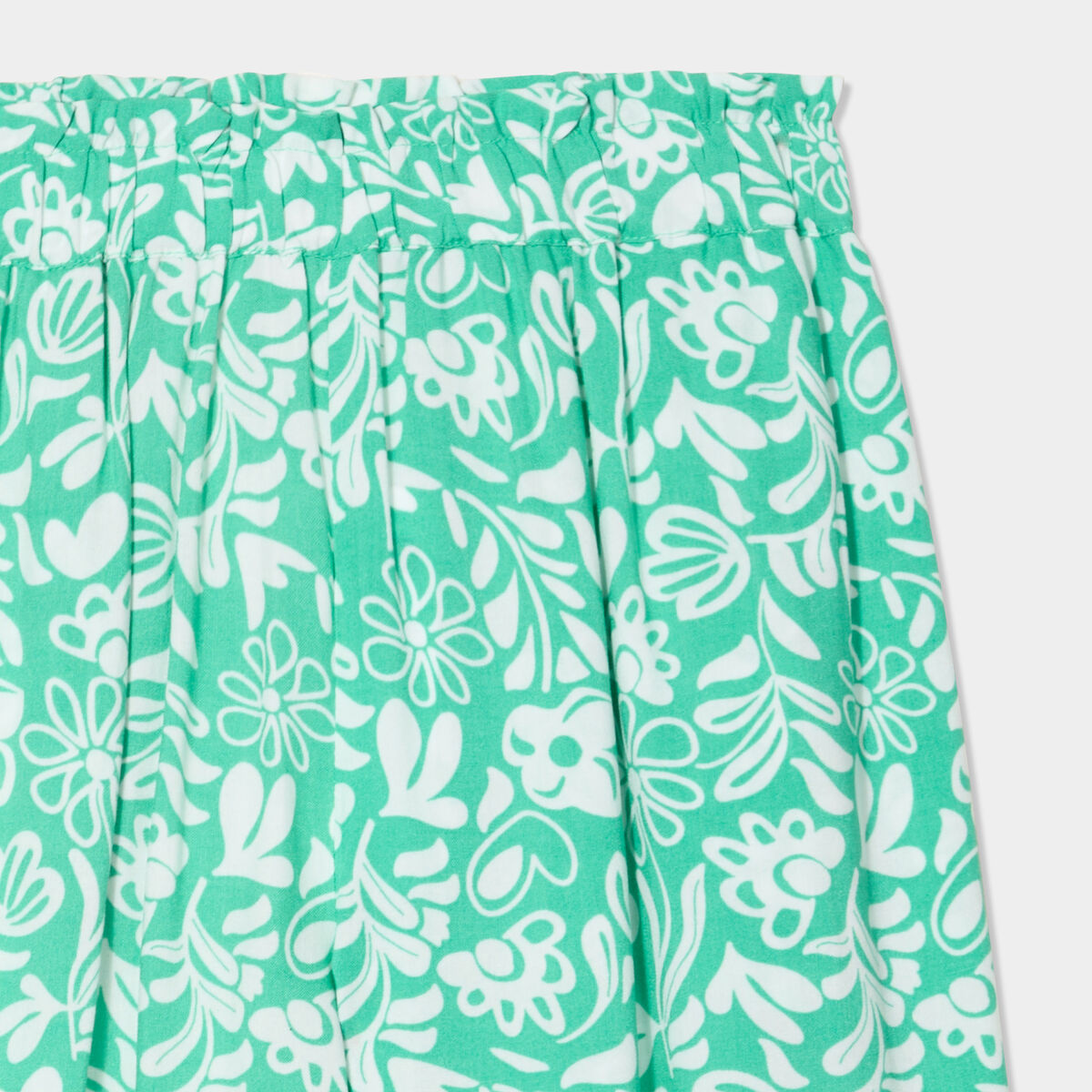 Pantalon fluide taille élastiquée vert fille | La Halle
