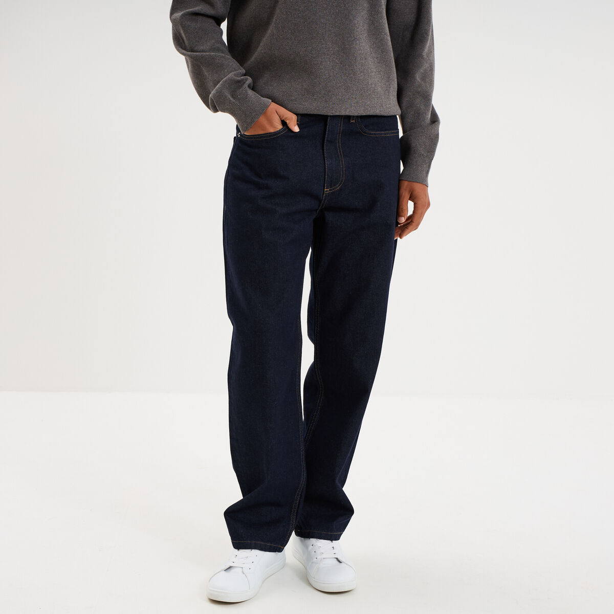Jean relaxed 5 poches coton denim brut homme | La Halle