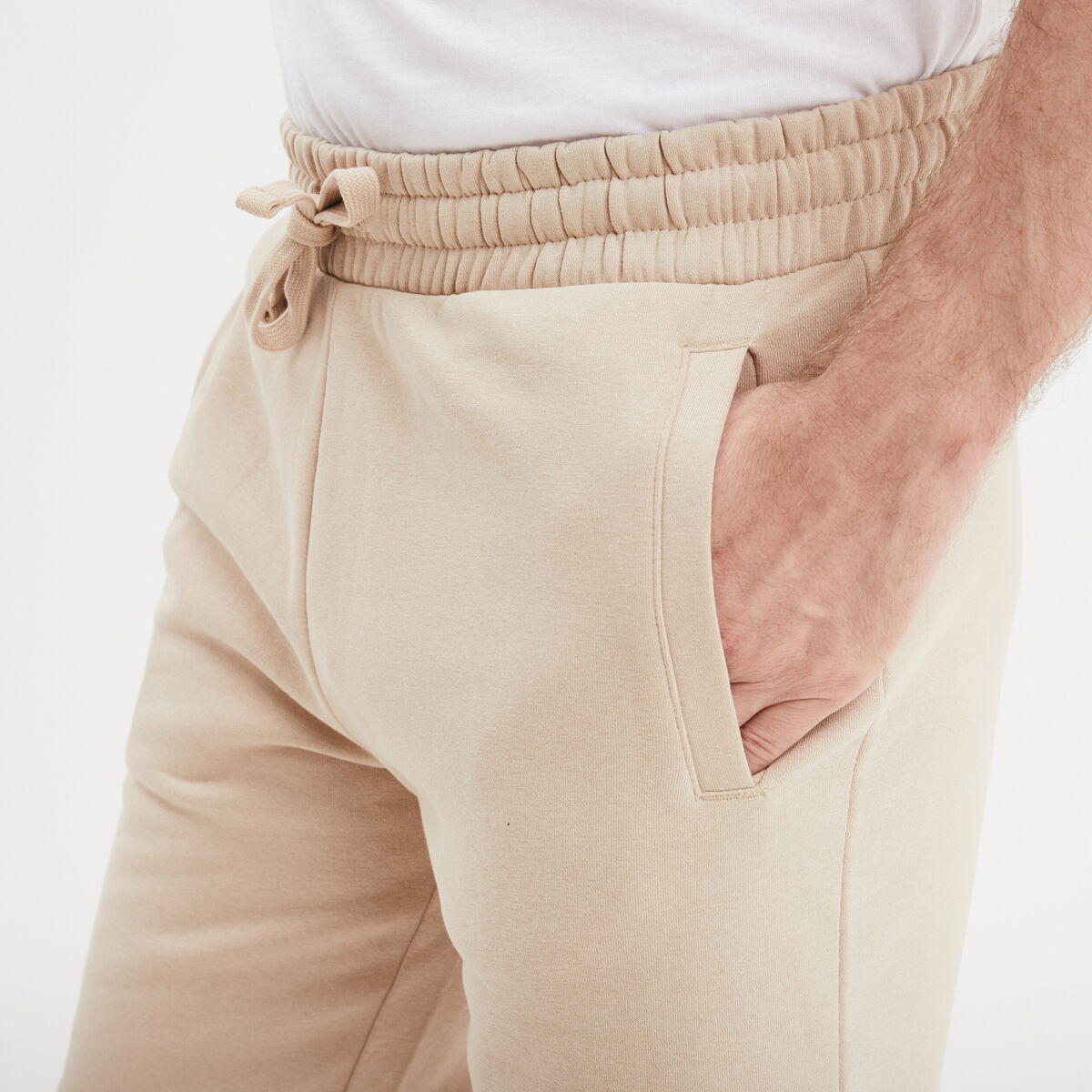 Short jogging molleton droit beige homme | La Halle