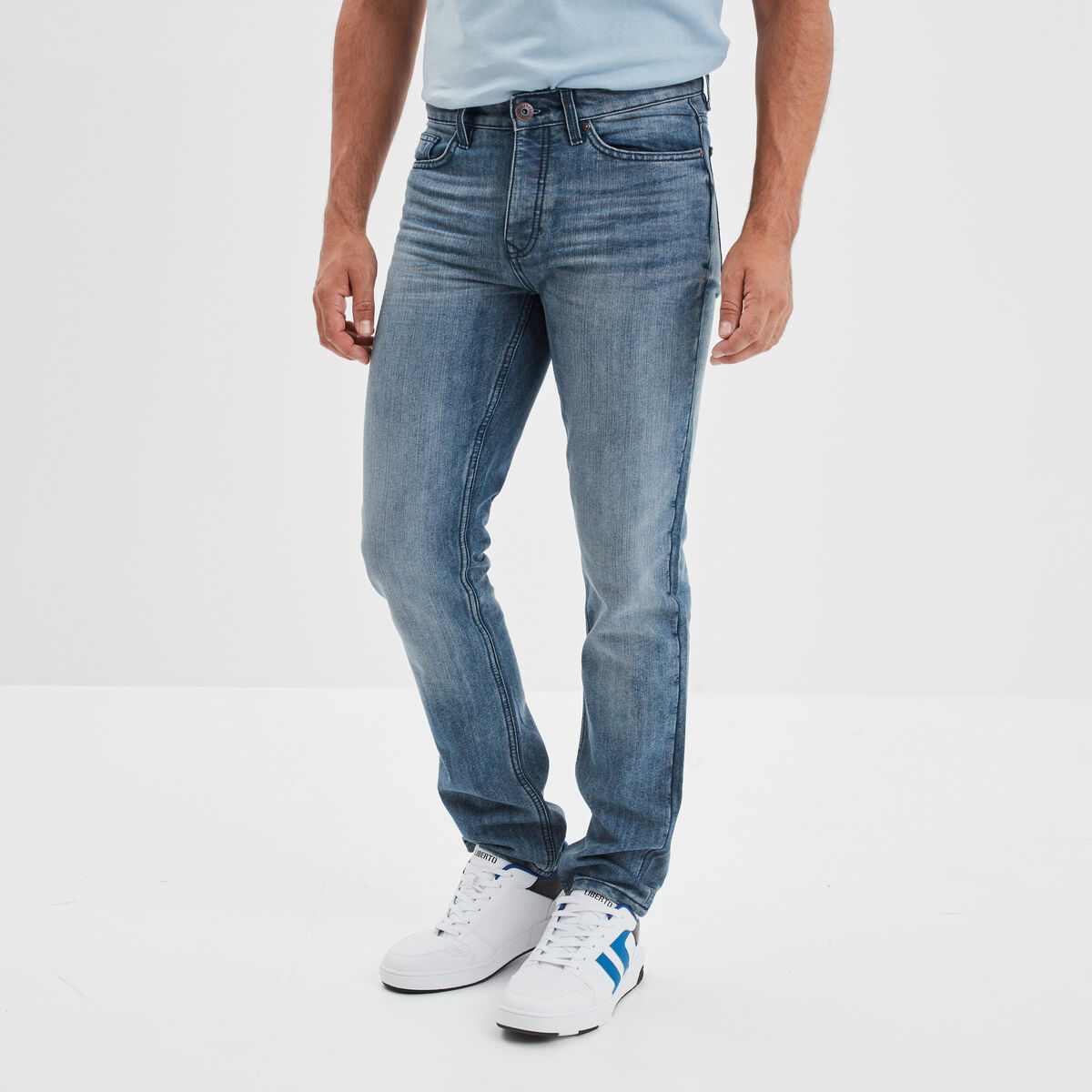 Jeans regular 5 poches Creeks denim bleach homme | La Halle