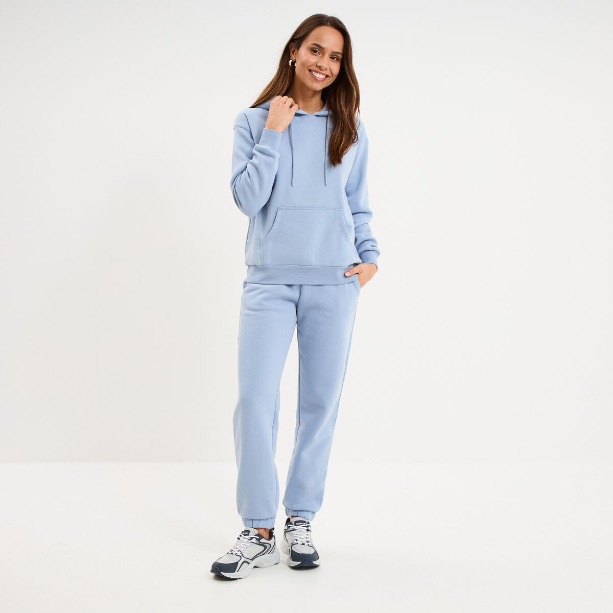 Pantalon jogging droit molleton bleu clair femme | La Halle