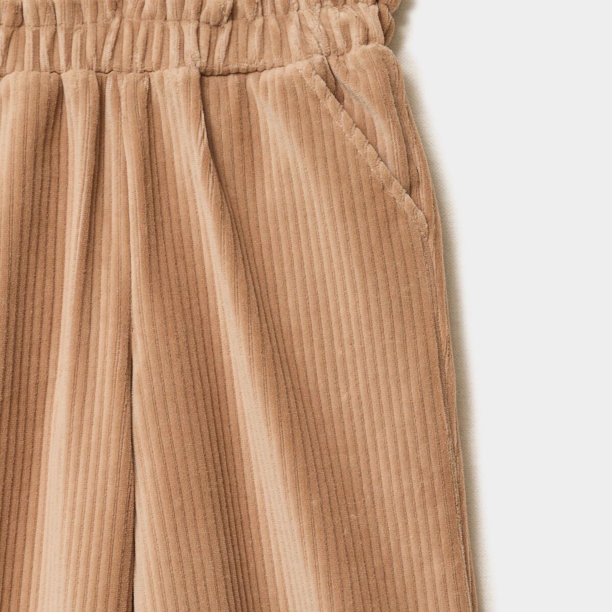 Pantalon chaud paper bag velours côtelé marron fille | La Halle