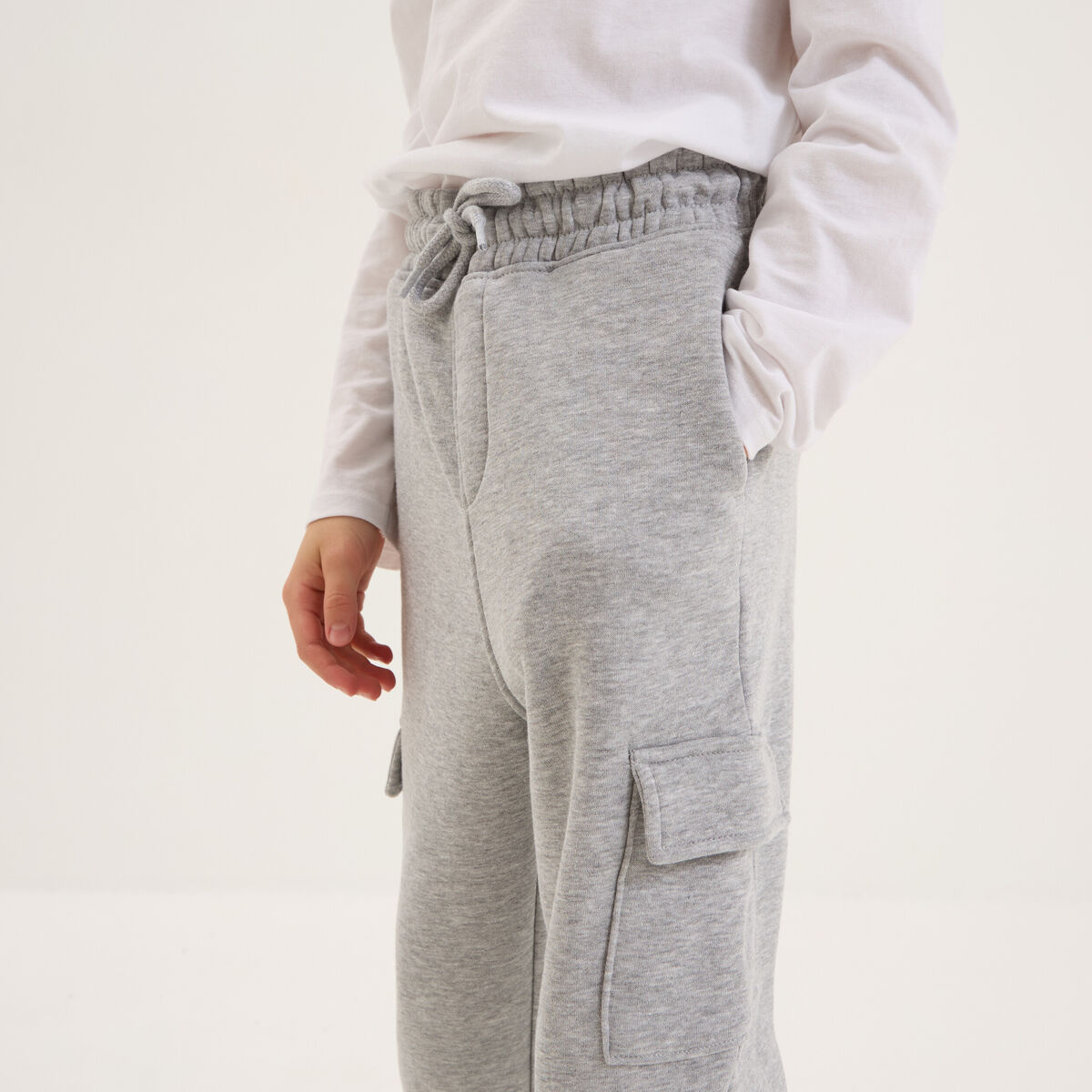 Pantalon de jogging cargo gris clair garçon | La Halle