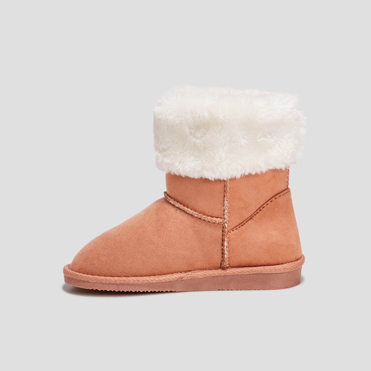 Bottines bout rond fourrées camel fille | La Halle