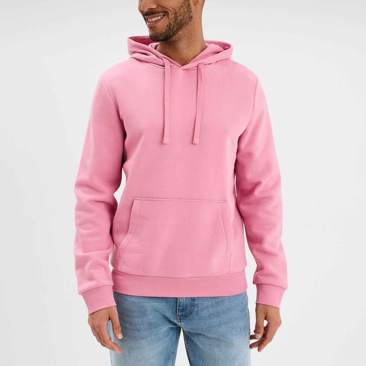 Sweat molleton à capuche hoodie rose homme | La Halle