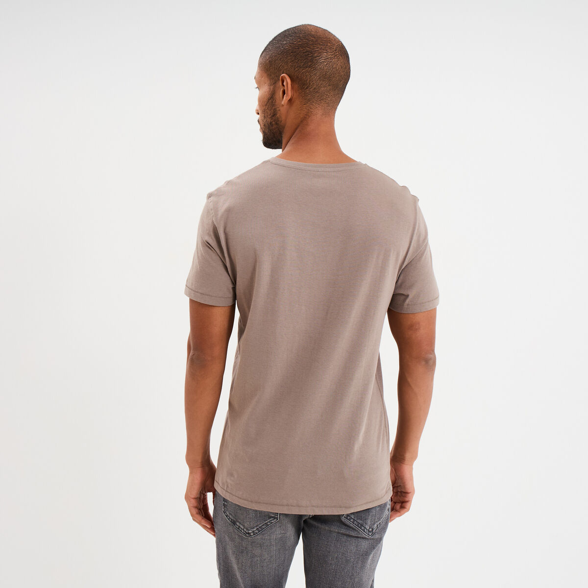 T-shirt manches courtes col tunisien gris homme | La Halle