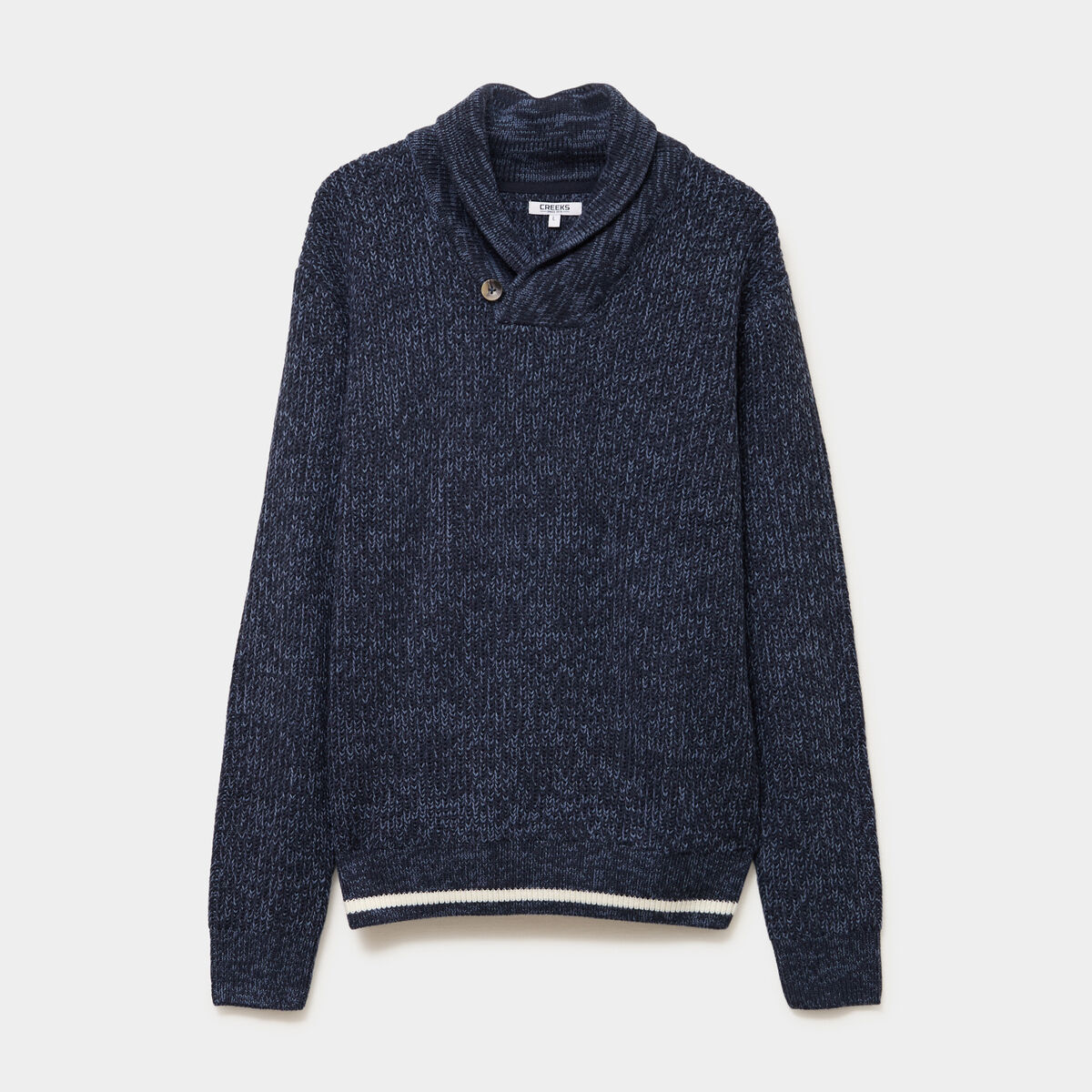 Pull col châle manches longues bleu marine homme | La Halle