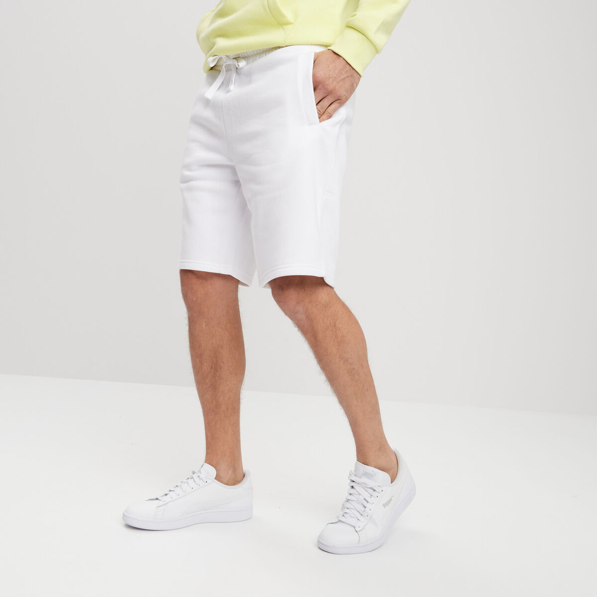 Short jogging molleton droit blanc homme | La Halle