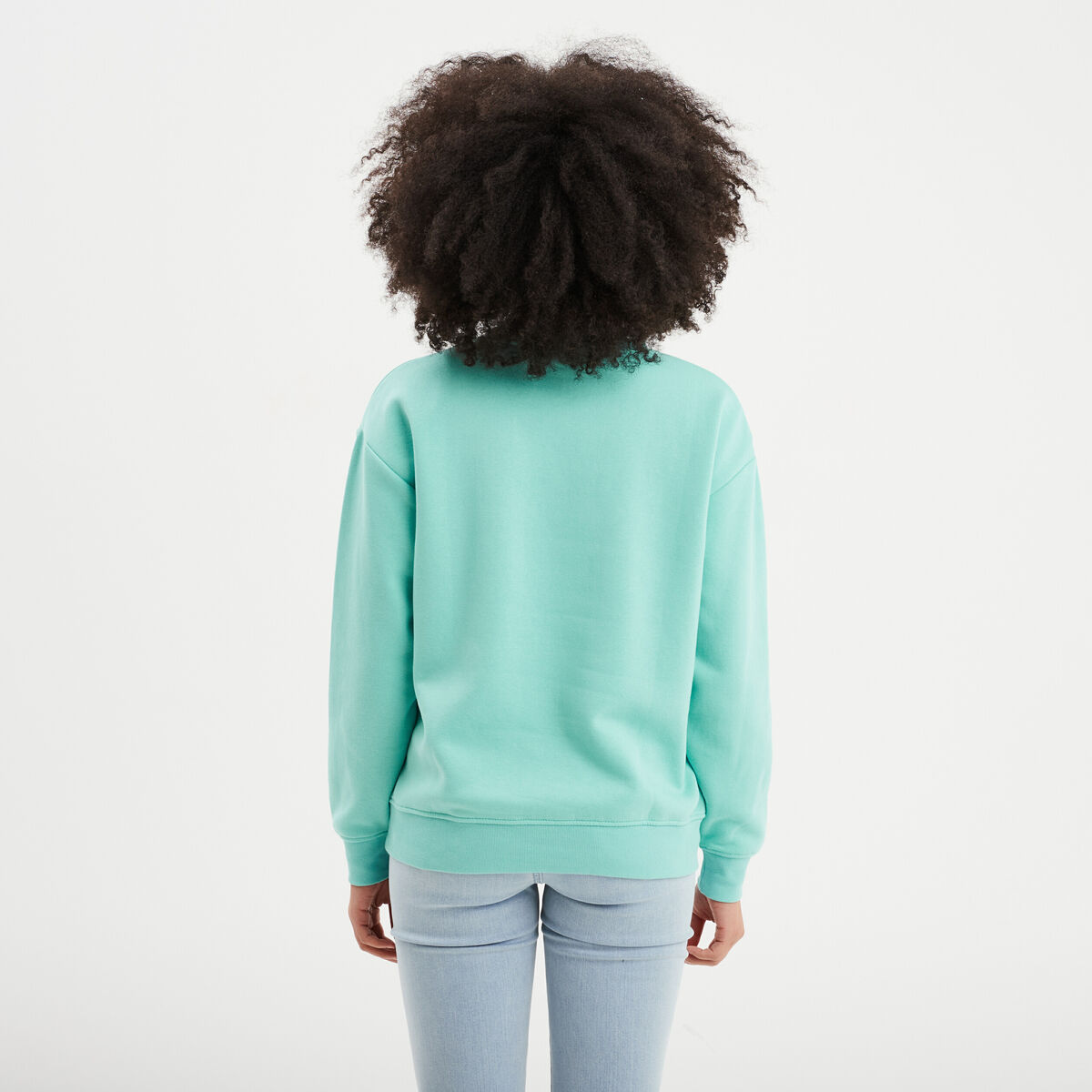 Sweat col rond manches longues bleu turquoise femme | La Halle