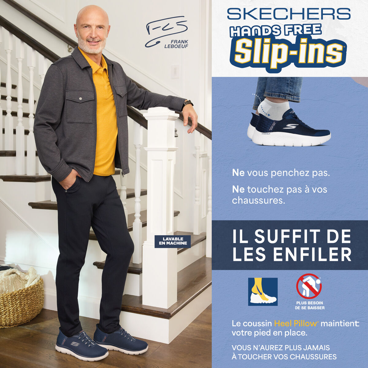 Baskets running Slip Ins GO WALK FLEX bleu homme | La Halle