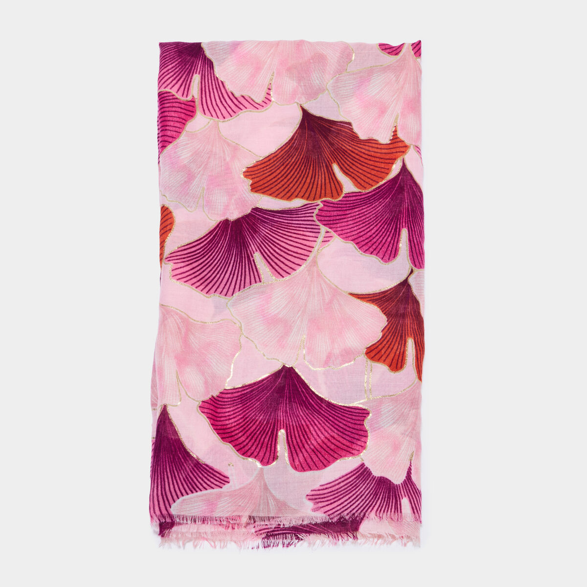 Foulard bords à franges fines rose femme | La Halle