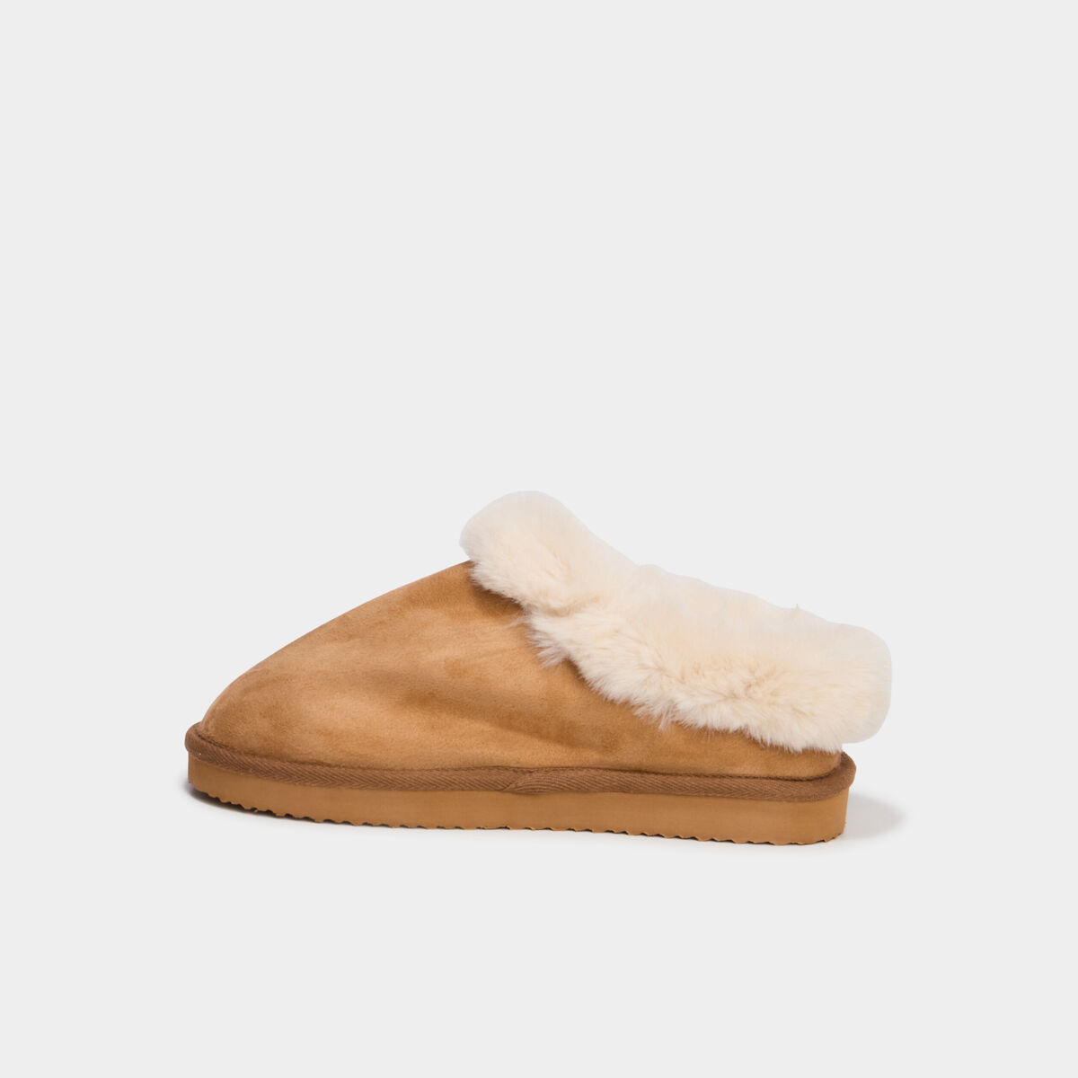 Chaussons mules fausse fourrure camel femme | La Halle