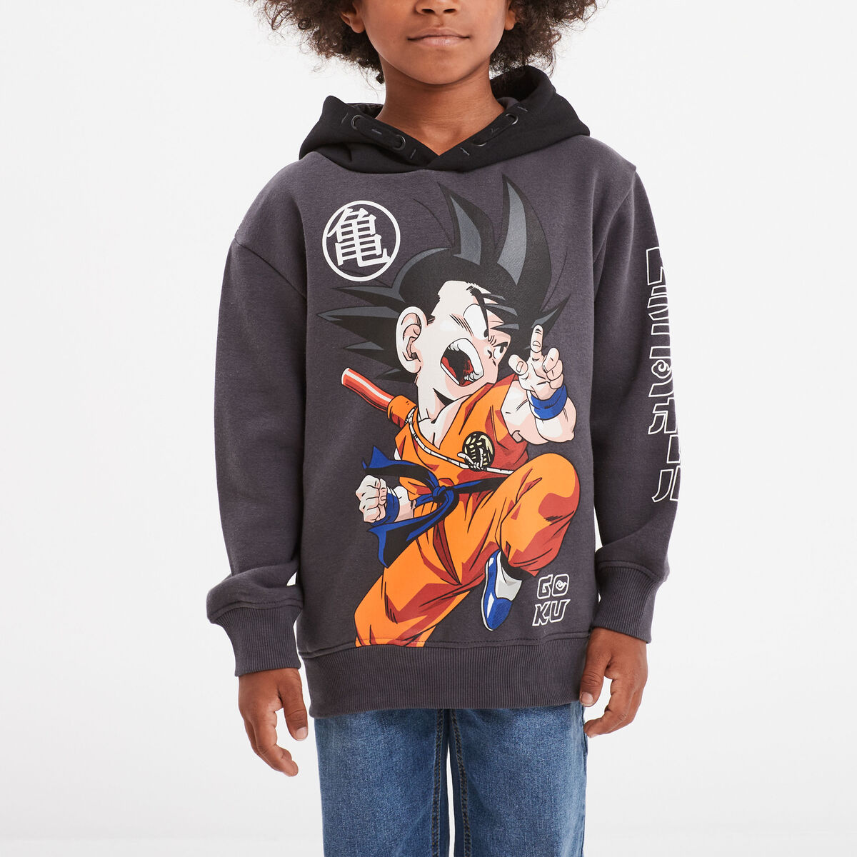 Sweat à capuche hoodie Dragon Ball Goku gris foncé garçon | La Halle