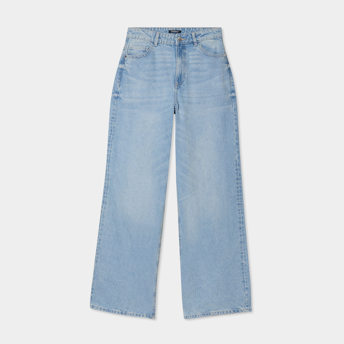 Jean large taille haute coton denim double stone femme | La Halle