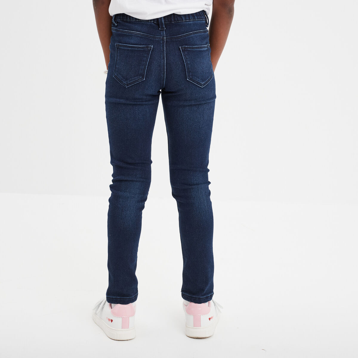 Jegging stretch élastiqué en molleton bleu fille | La Halle