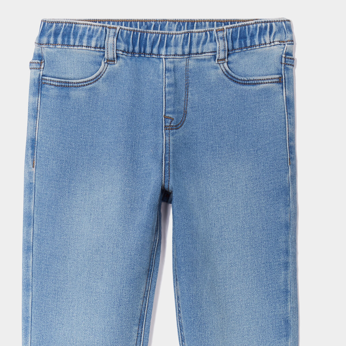 Jegging stretch élastiqué en molleton denim stone fille | La Halle