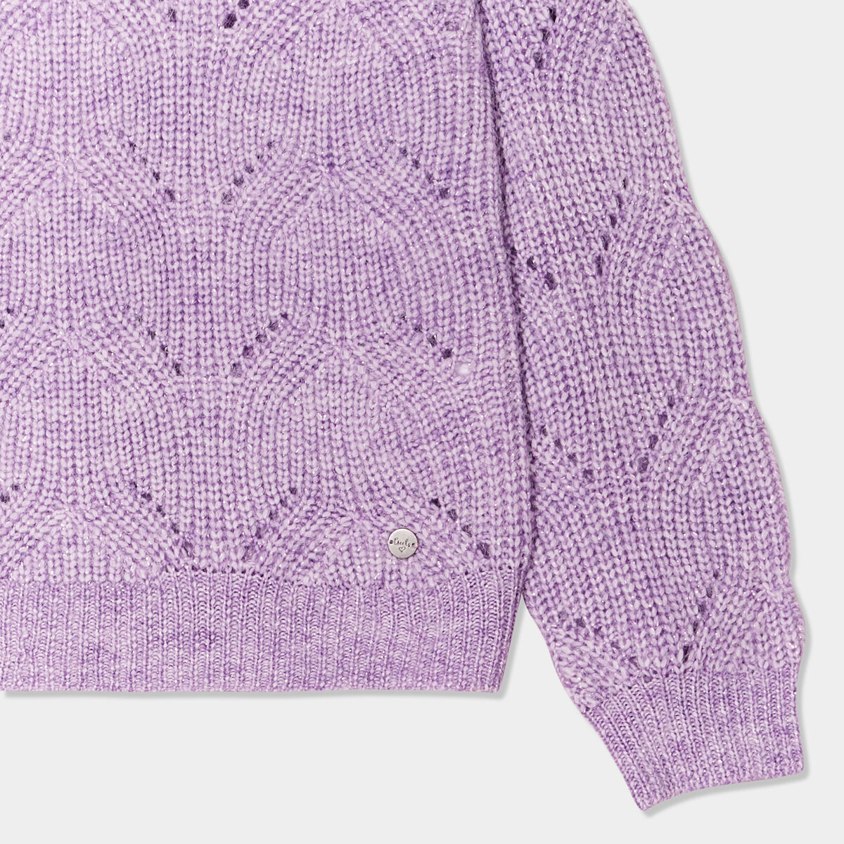 Pull ajouré fils métallisés Creeks mauve fille | La Halle