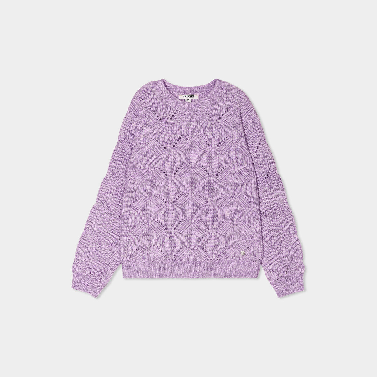 Pull ajouré fils métallisés Creeks mauve fille | La Halle