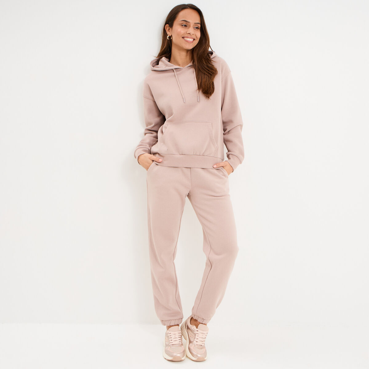 Pantalon jogging droit molleton marron clair femme | La Halle