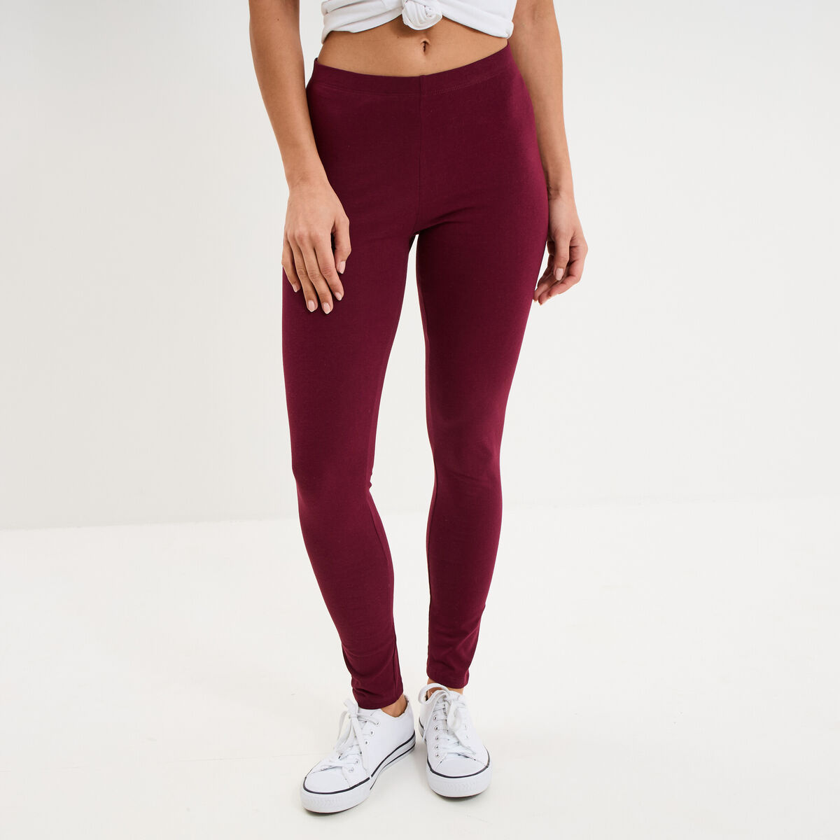 Legging taille haute bordeaux femme | La Halle