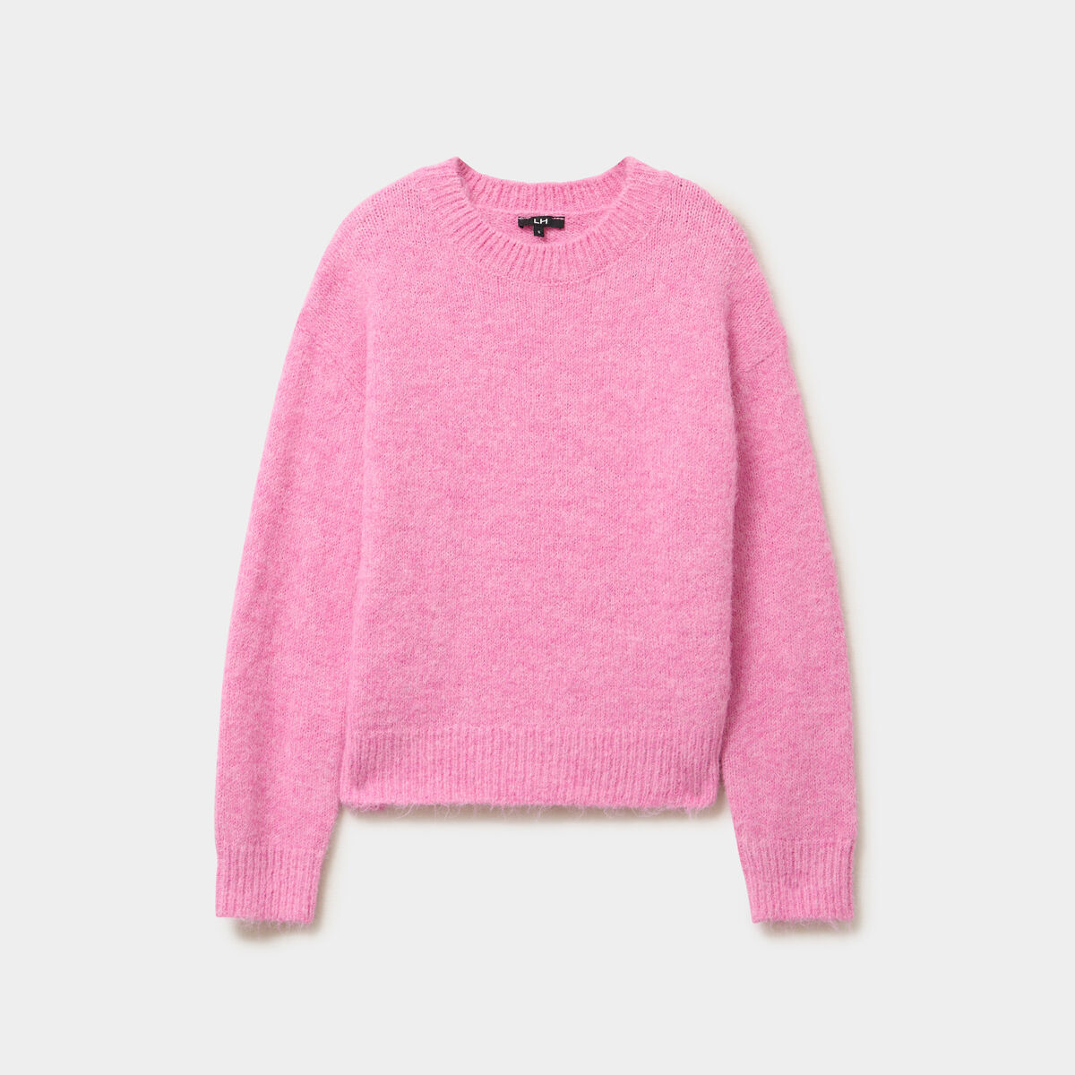 Pull col rond manches longues rose fushia femme | La Halle