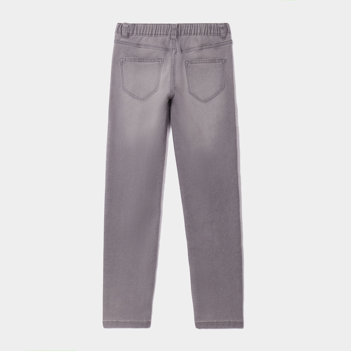 Jegging stretch élastiqué en molleton denim gris fille | La Halle
