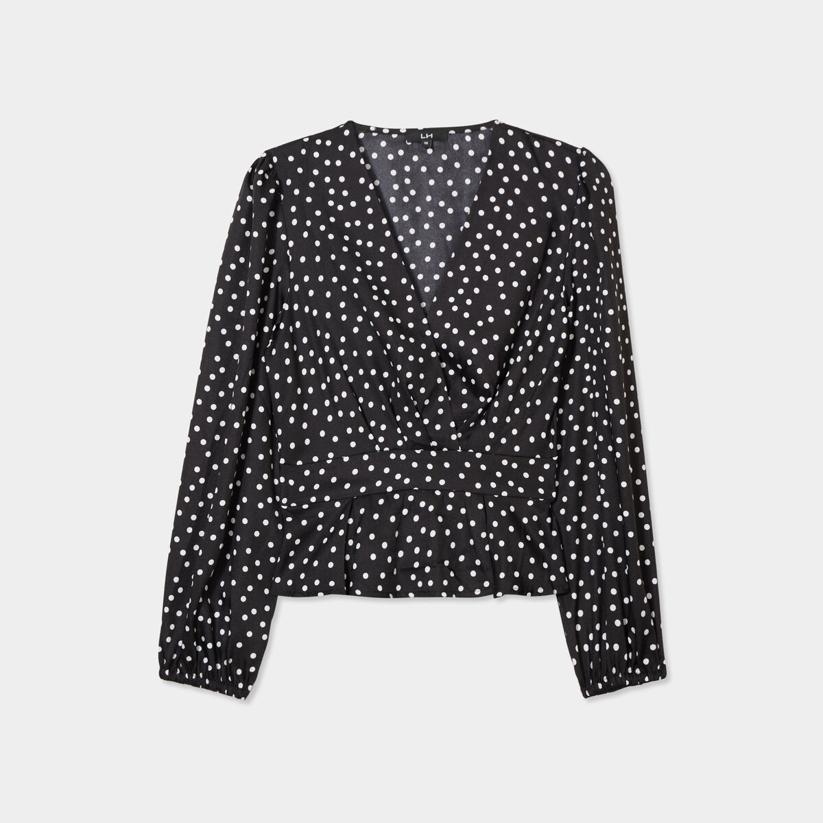 Blouse effet satin col cache-coeur noir femme | La Halle