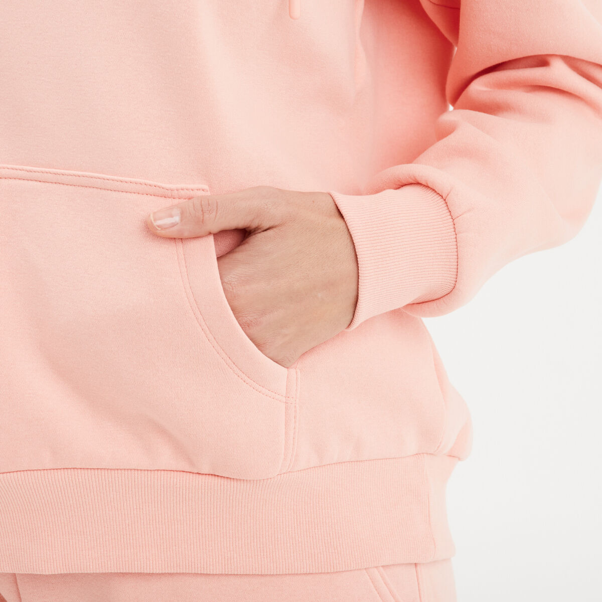 Sweat hoodie molleton à capuche rose poudrée femme | La Halle
