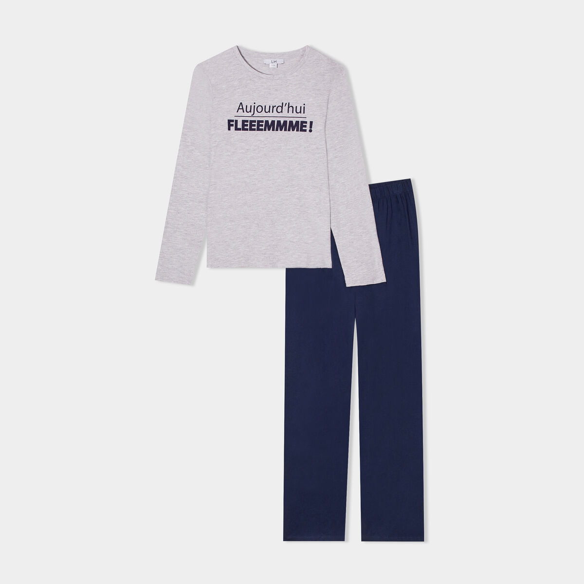 Ensemble pyjama pantalon 2 pièces coton gris clair garçon | La Halle