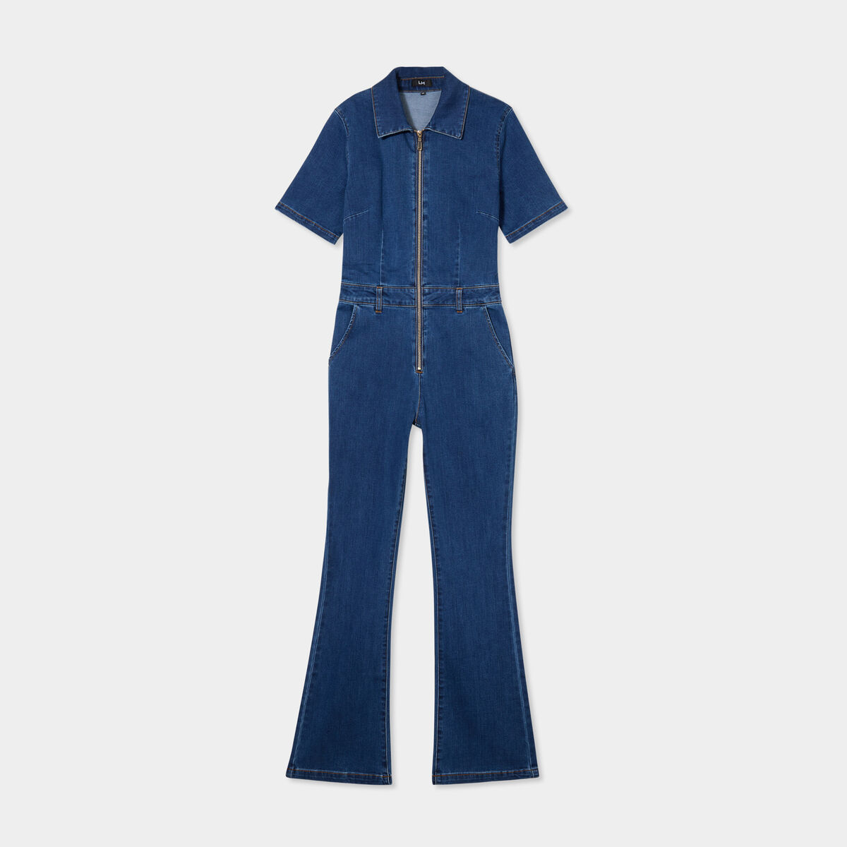 Combinaison pantalon en jean zippée denim stone femme | La Halle
