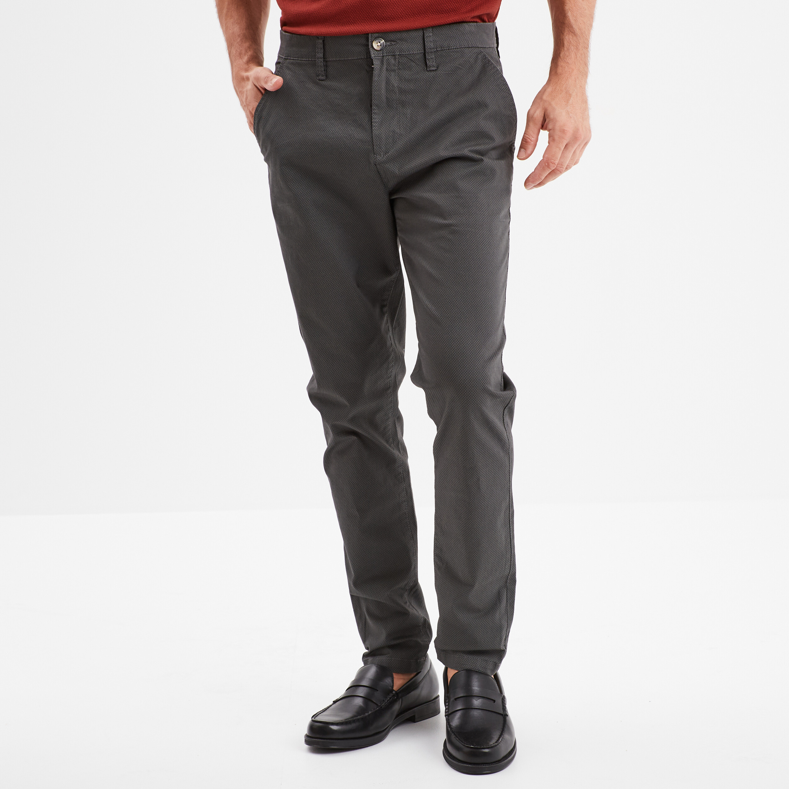 Pantalon chino slim stretch gris foncé homme | La Halle