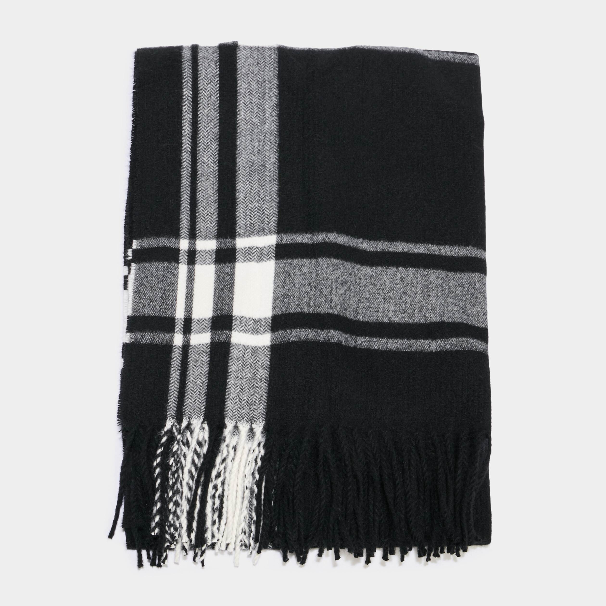 Écharpe à franges noir homme | La Halle