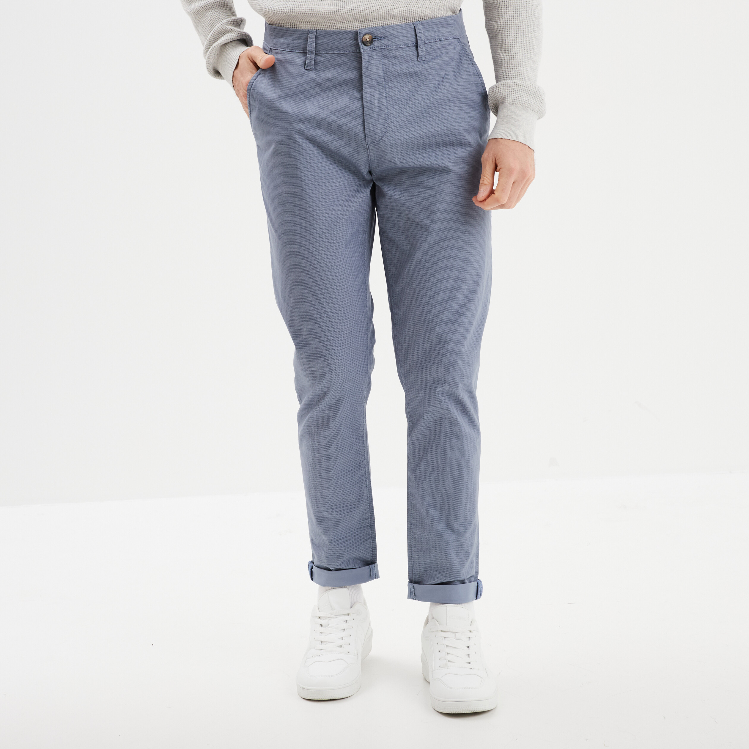 Pantalon chino slim stretch bleu homme | La Halle