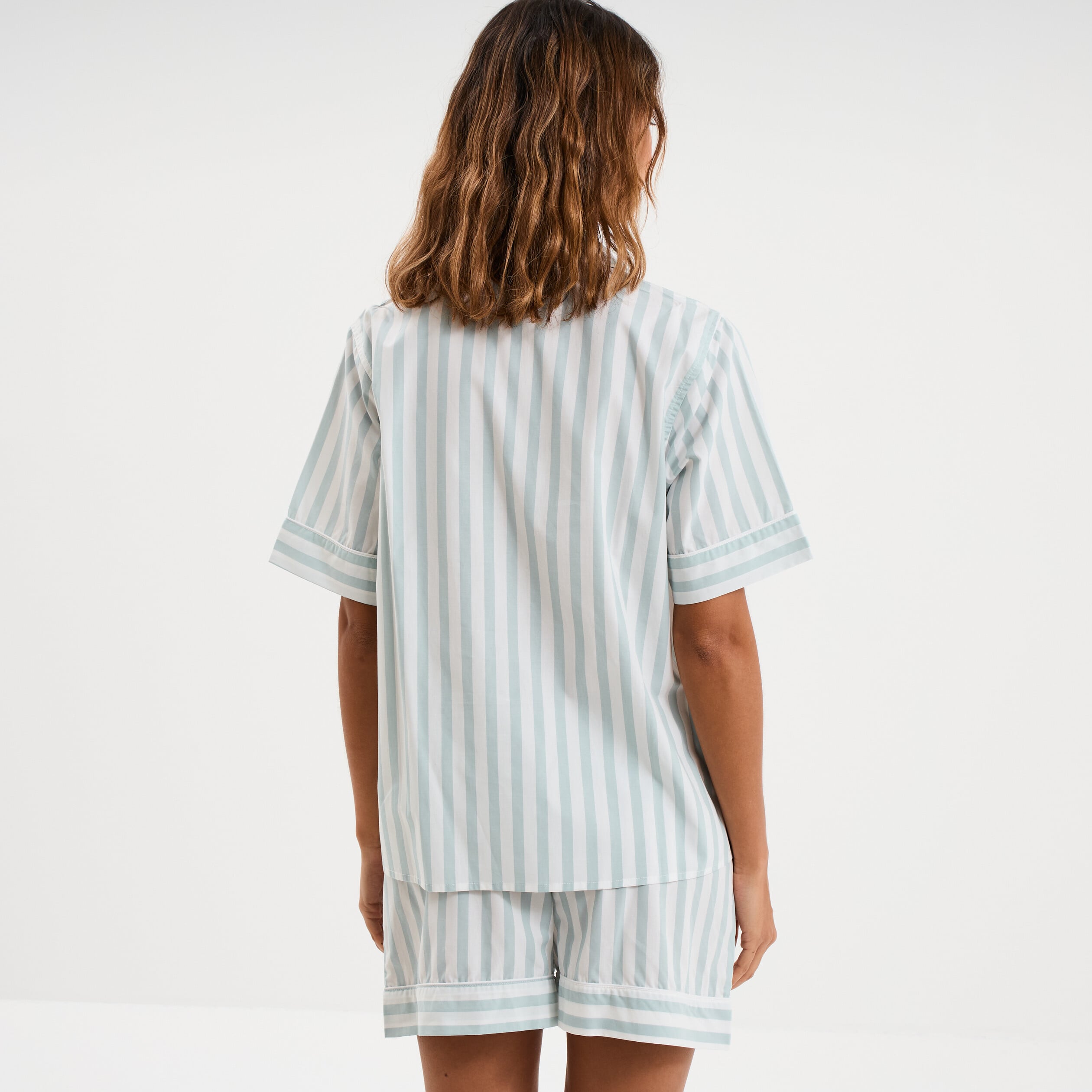Ensemble pyjama short chemise coton ecru femme | La Halle