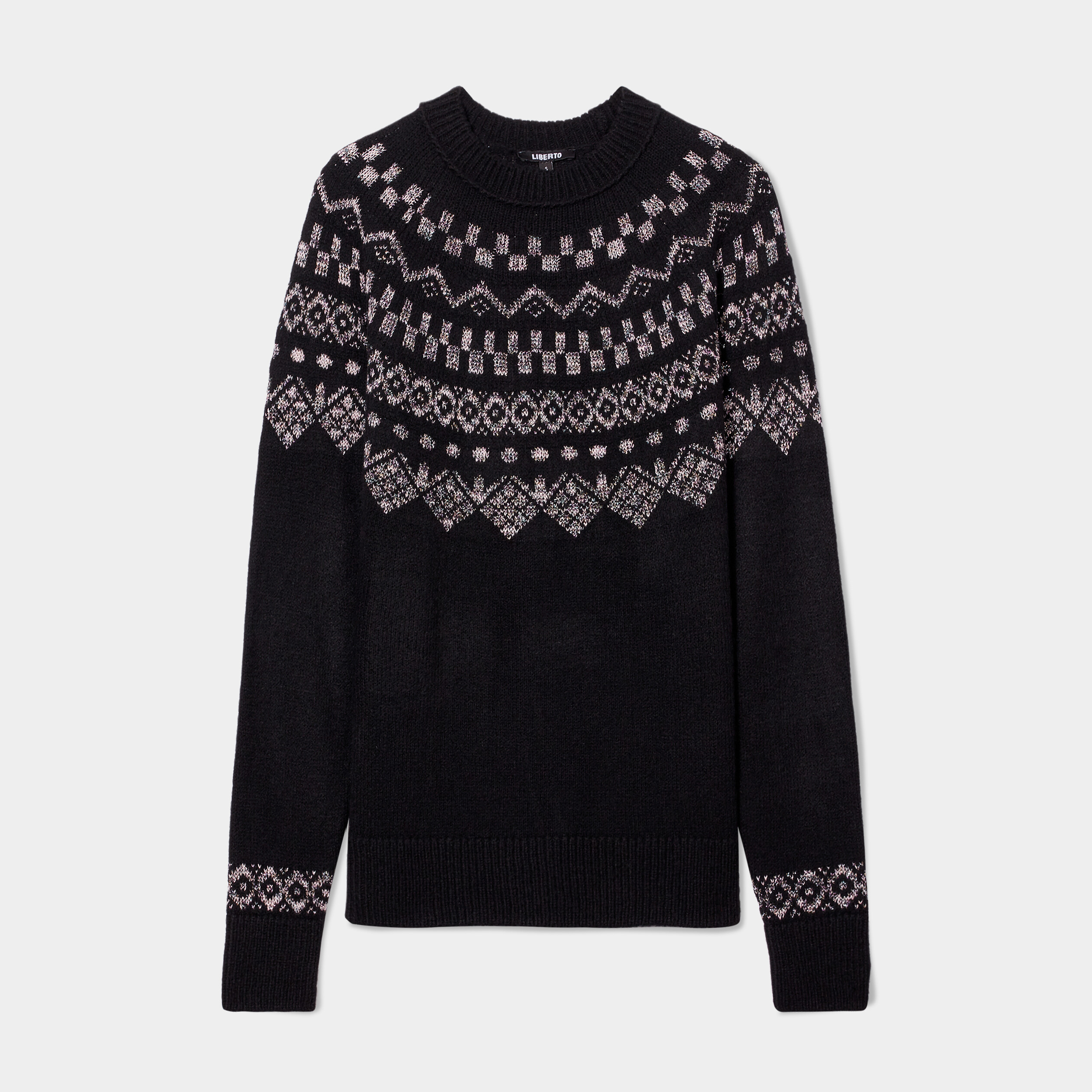 Pull jacquard fils métallisés Liberto noir femme | La Halle