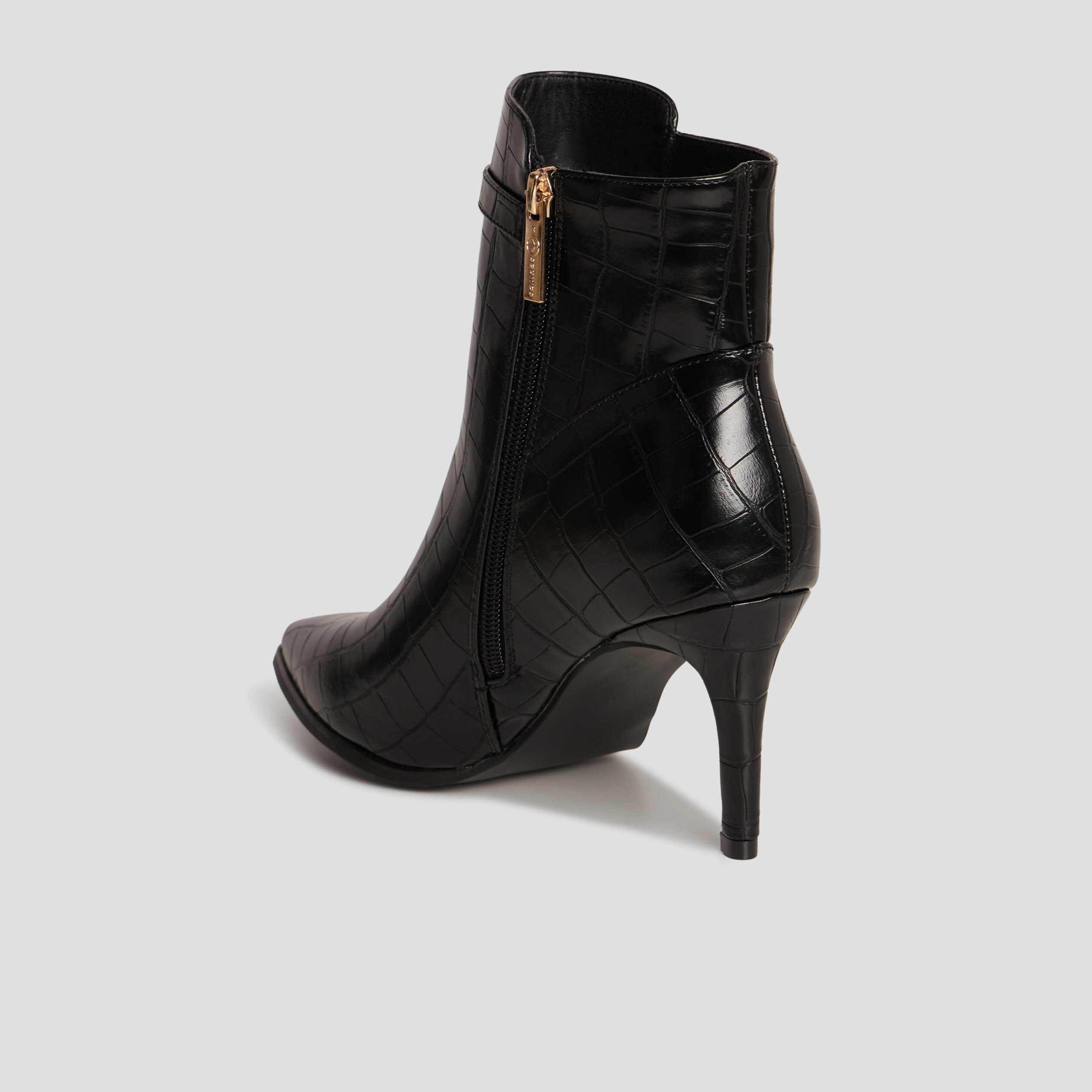 Bottines à talons aiguilles aspect croco noir femme | La Halle