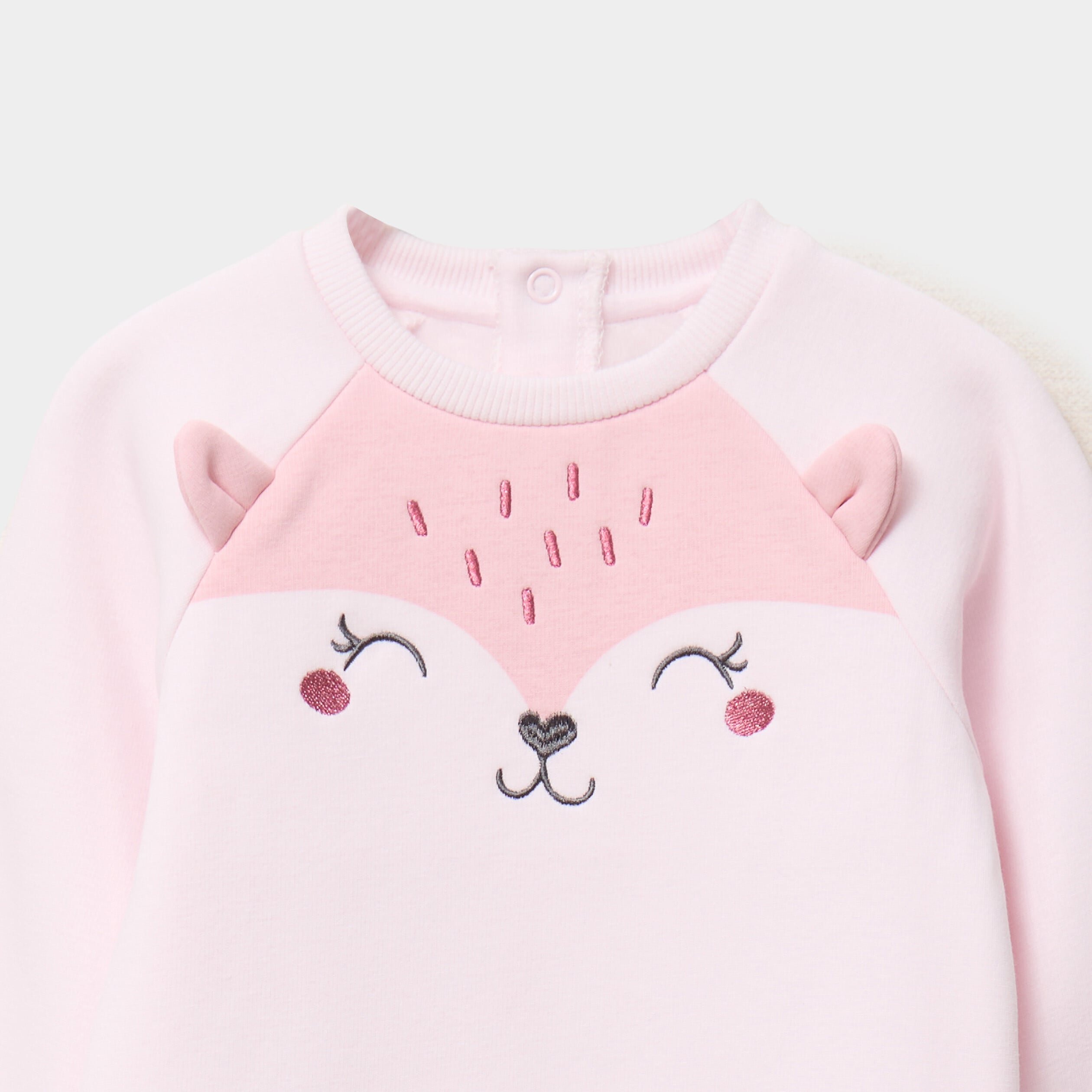 Sweat molletonné manches longues rose clair bébé fille | La Halle