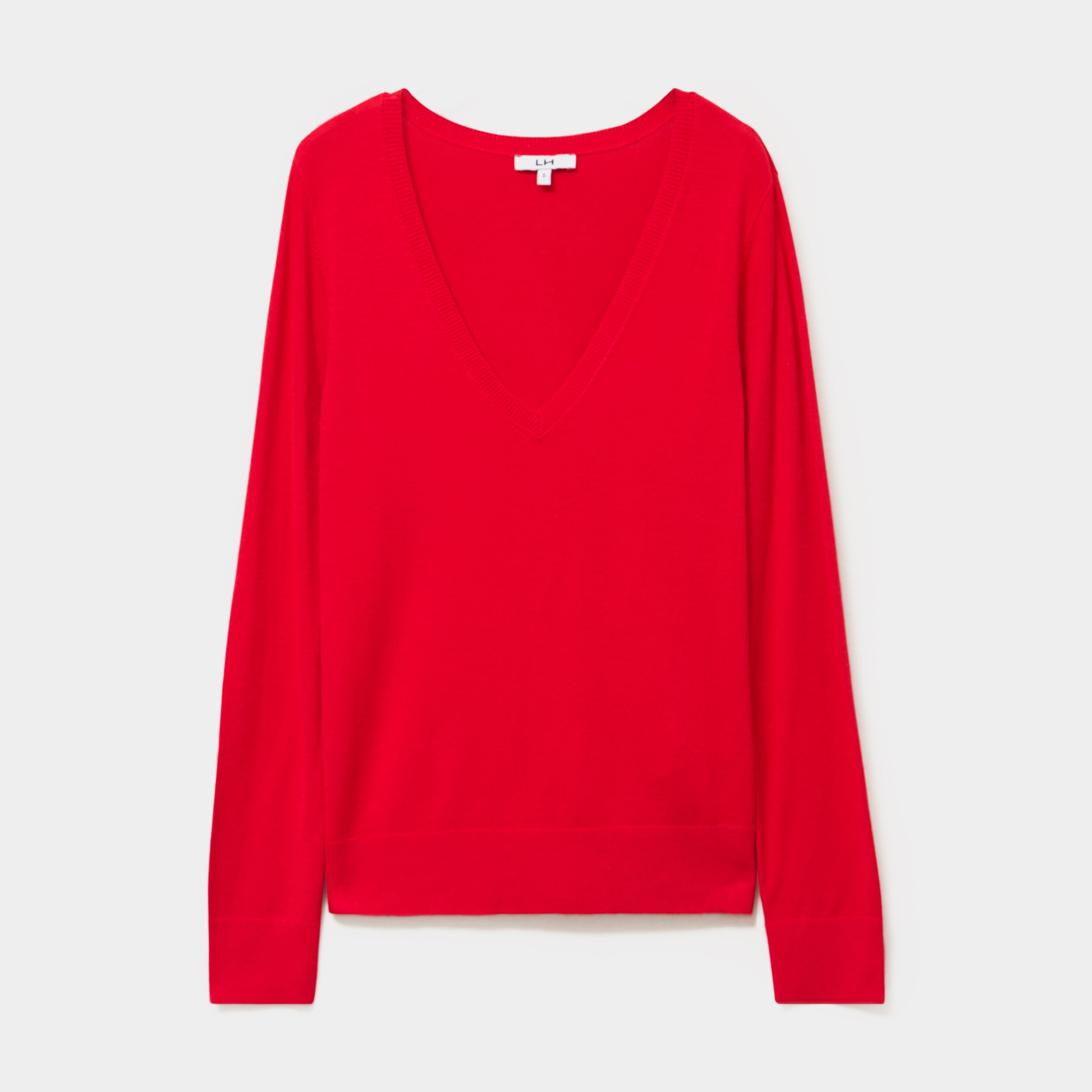 Pull col en V manches longues rouge femme | La Halle