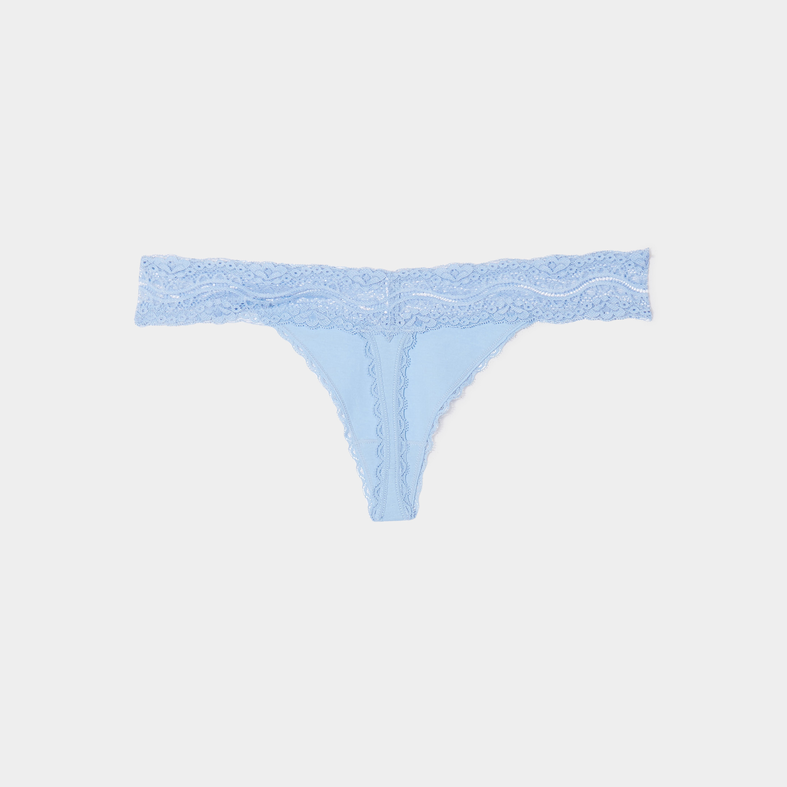 Lot 3 strings en coton bleu clair femme | La Halle