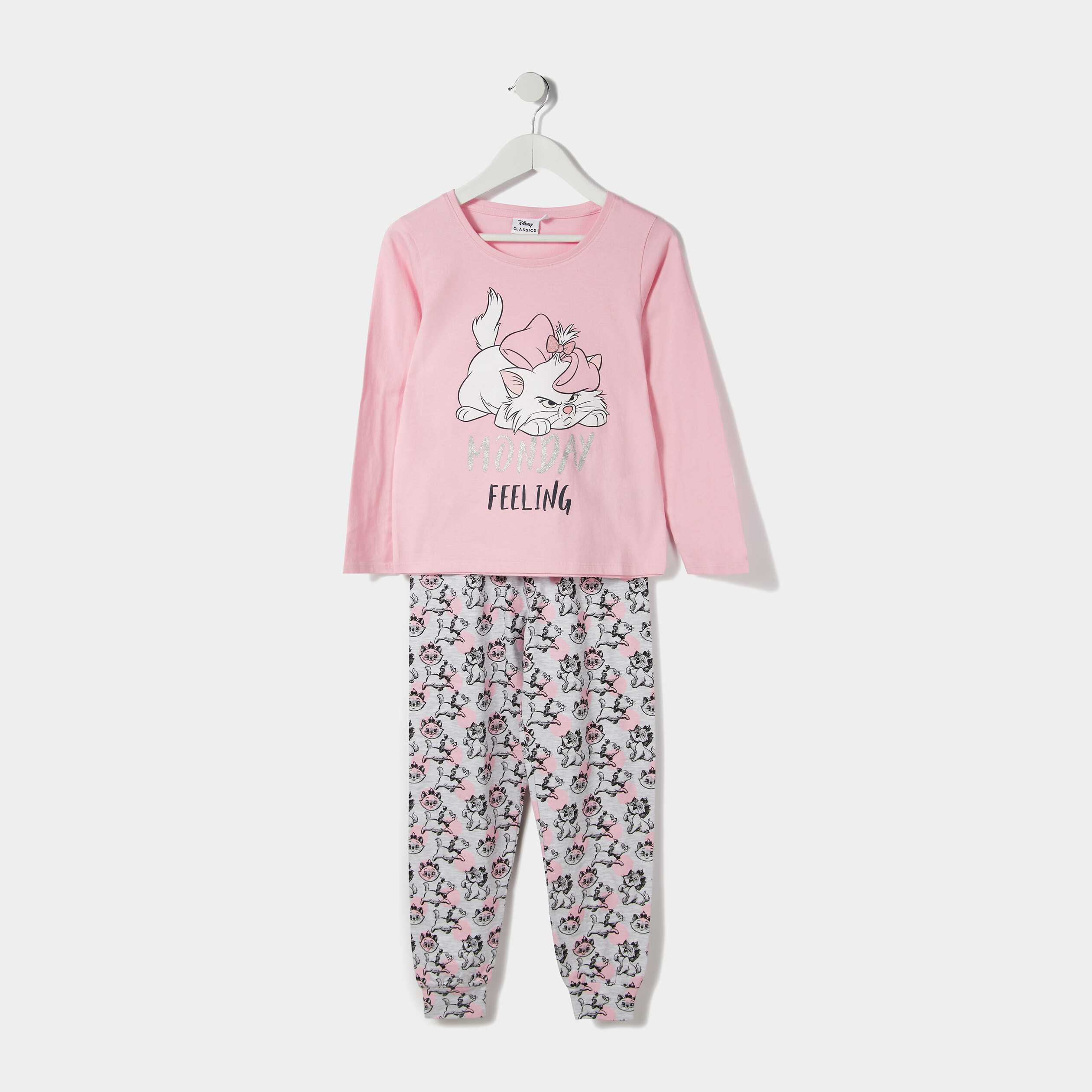 Ensemble pyjama 2 pièces Les Aristochats rose fluo fille | La Halle