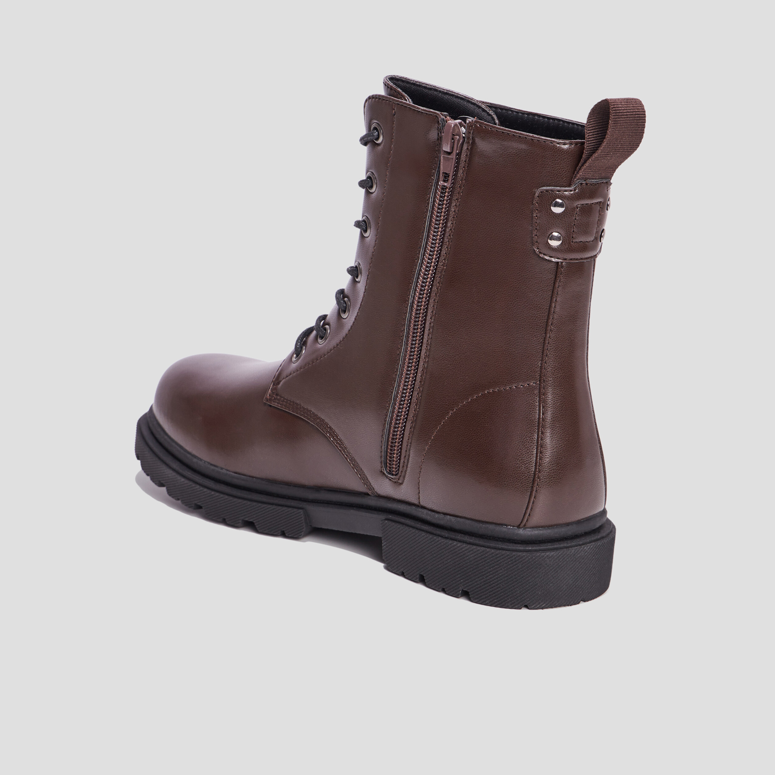 Boots zippées à lacets bordeaux femme | La Halle