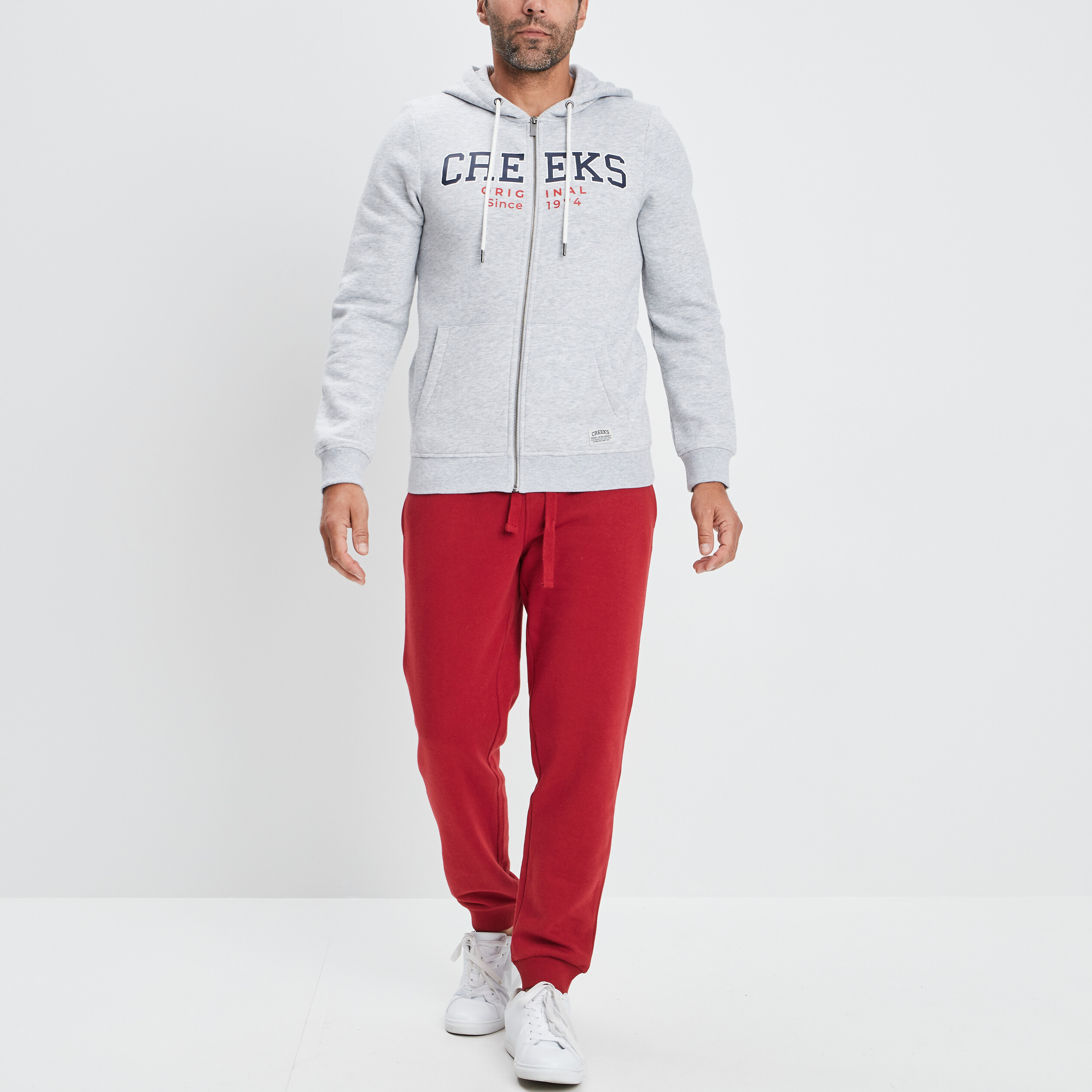 Sweat zippé à capuche Creeks gris clair homme | La Halle