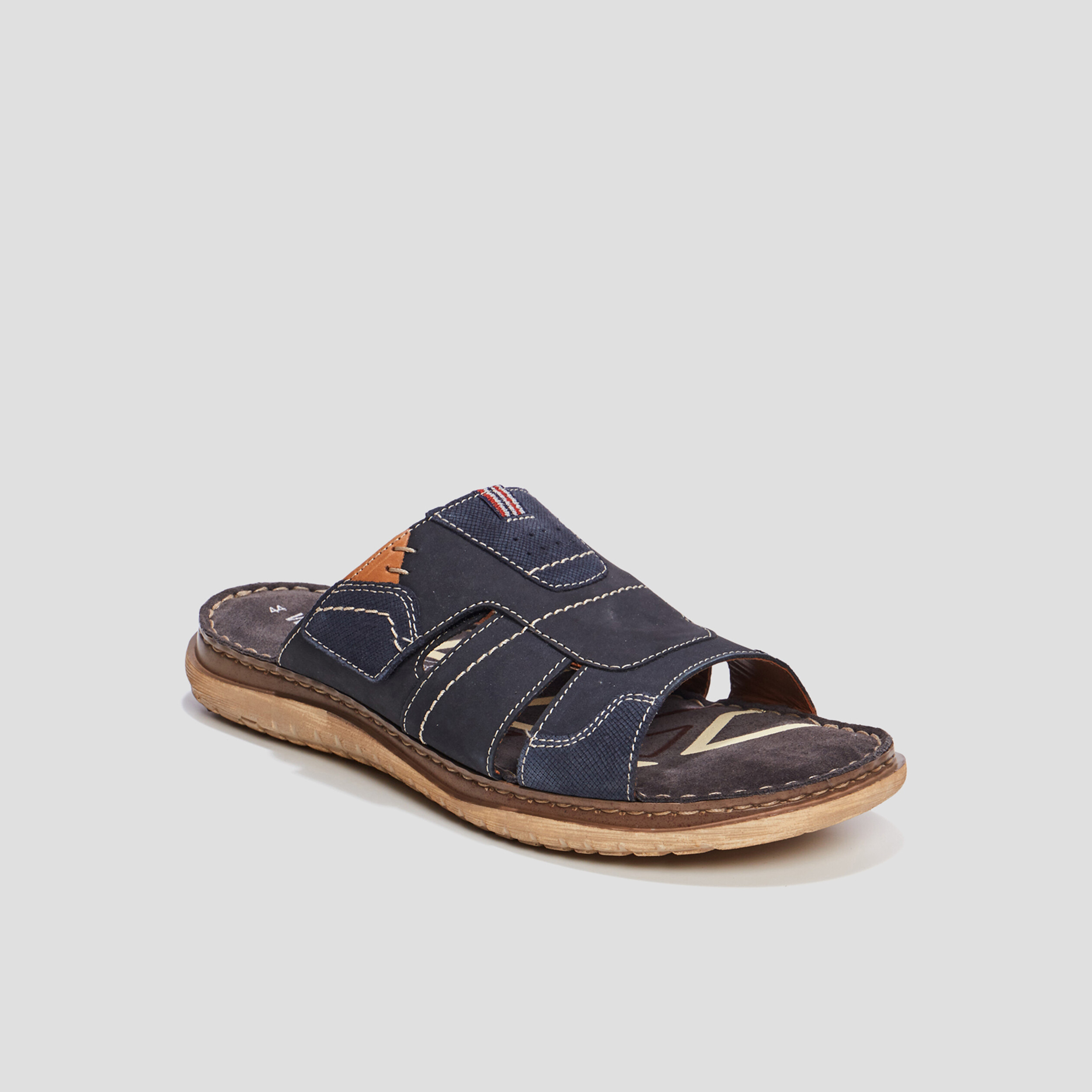 Mules à scratch en cuir bleu marine homme | La Halle