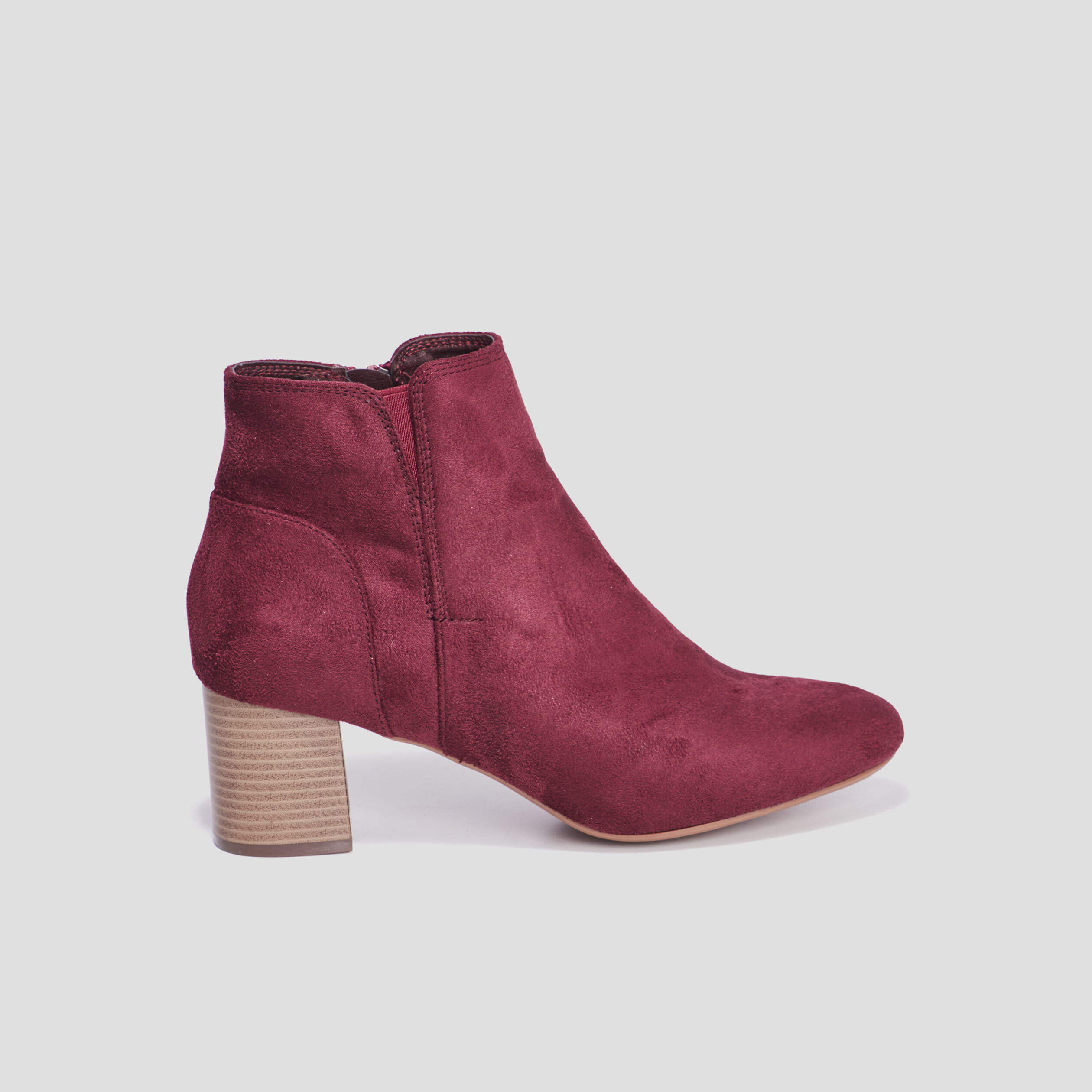 Bottines suédines à talons bordeaux femme | La Halle